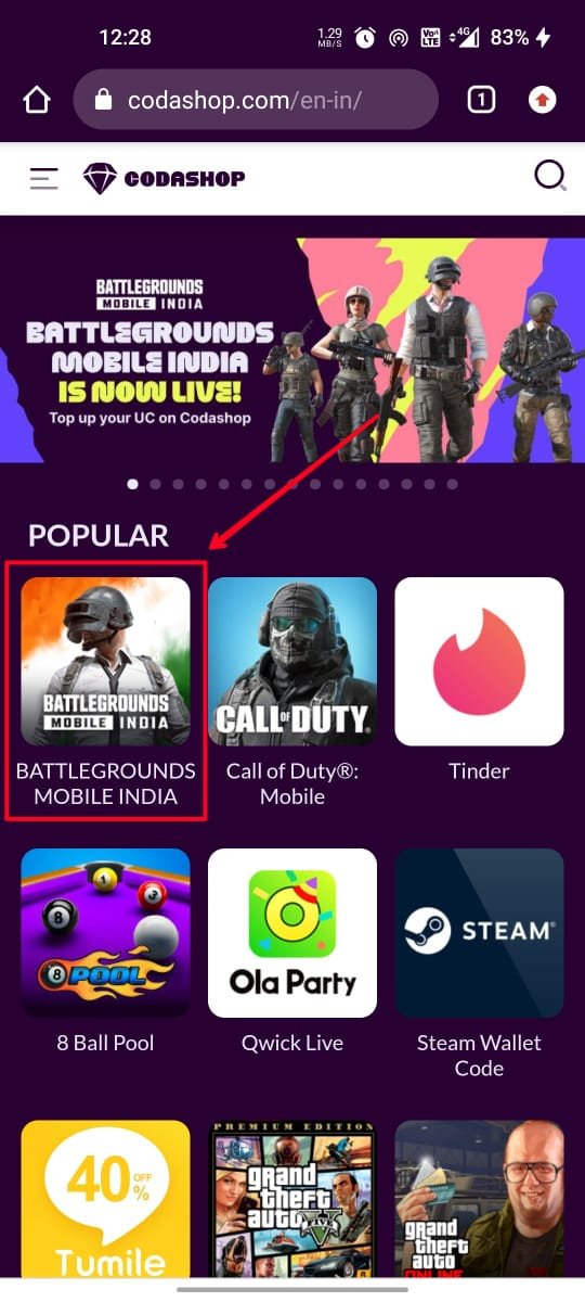 How to Buy UC With Codashop For BGMI - Mobmet