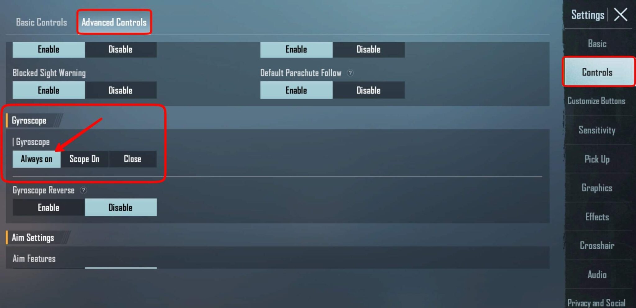 How to Turn On and Change Gyroscope Sensitivity in BGMI-Pubg Mobile - Mobmet